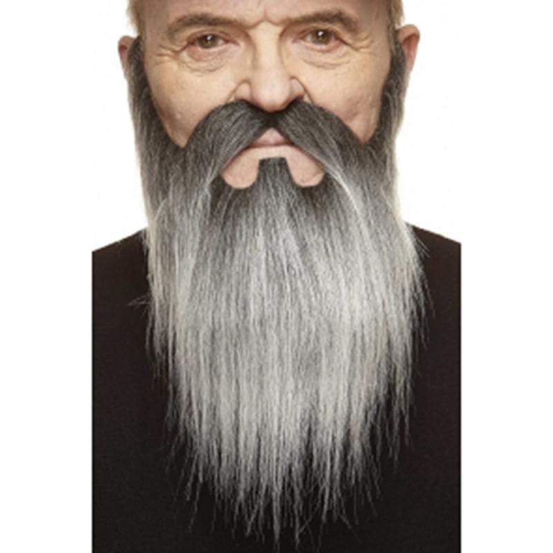 Grey Mustache with Long Beard | Party Expert