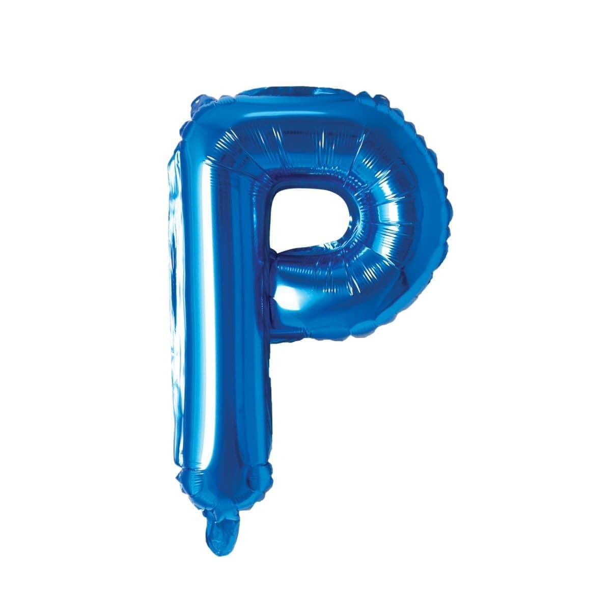 Blue Letter P Foil Balloon, 16 Inches | Party Expert