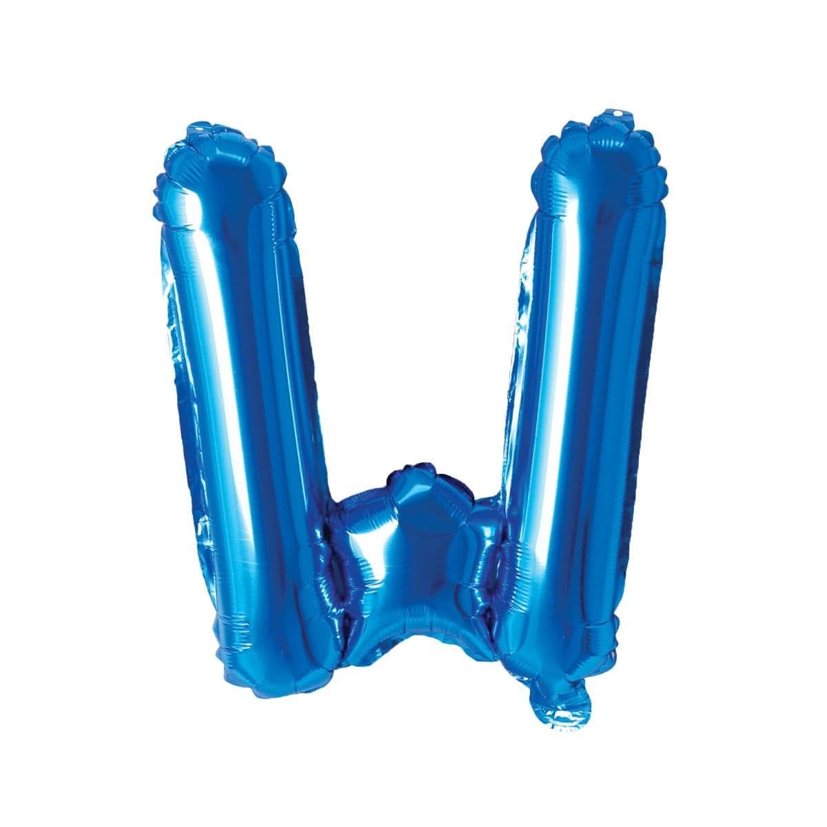 Blue Letter W Foil Balloon, 16 Inches | Party Expert