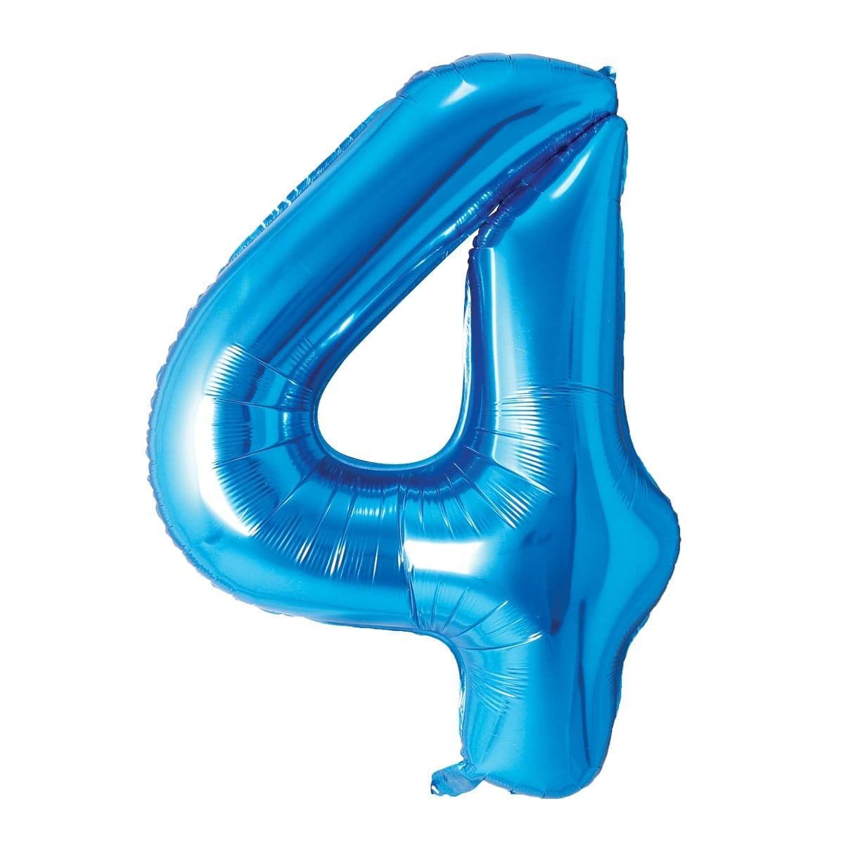 Blue Number 4 Foil Balloon, 40 Inches | Party Expert