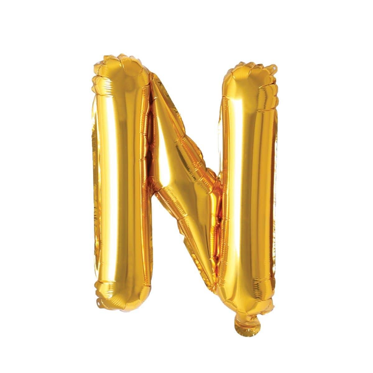 Gold Letter N Foil Balloon, 16 Inches | Party Expert