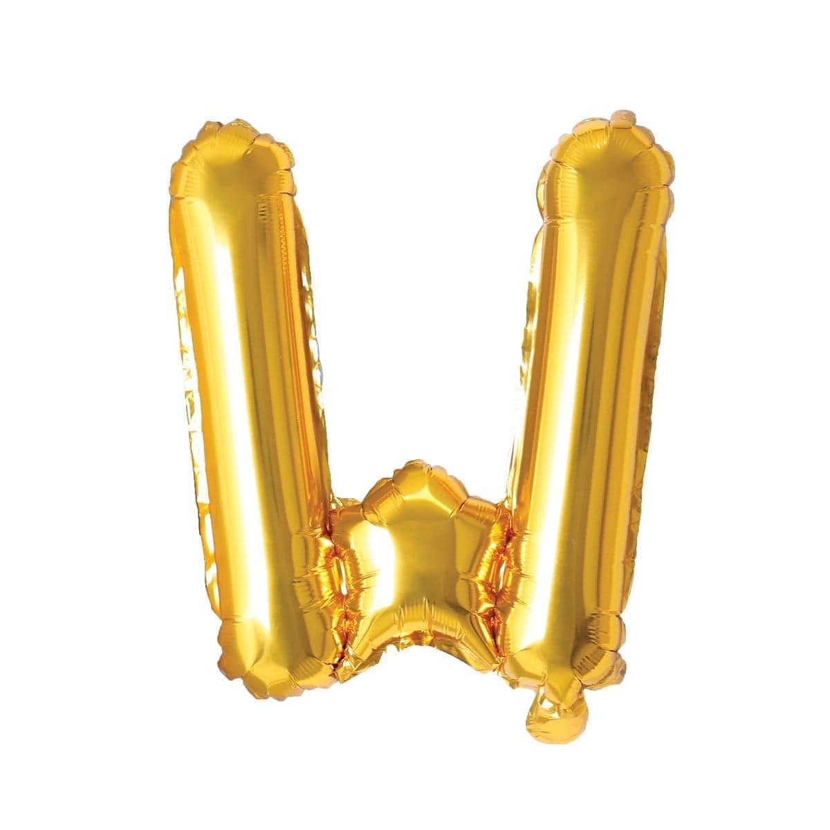 Gold Letter W Foil Balloon, 16 Inches | Party Expert