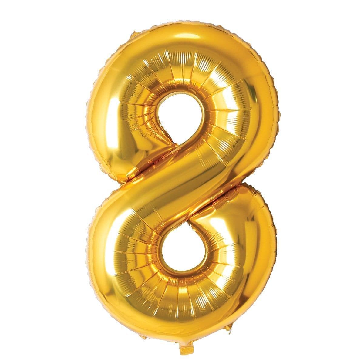 Gold Number 8 Foil Balloon, 40 Inches | Party Expert