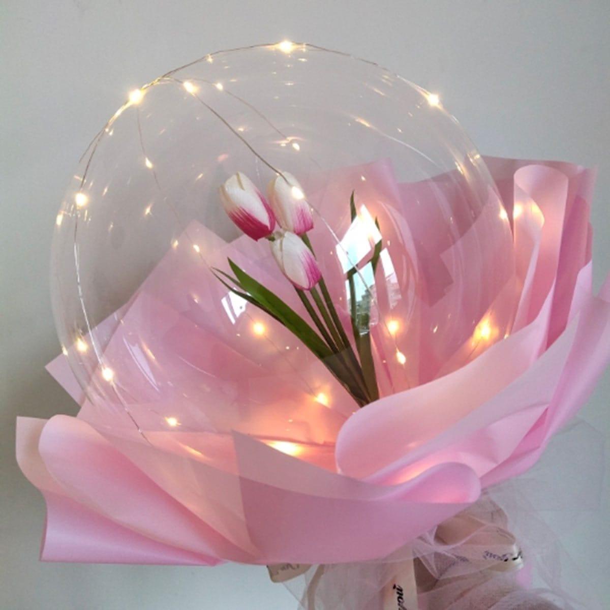 LED Balloon Tulip Bouquet - Pink | Party Expert