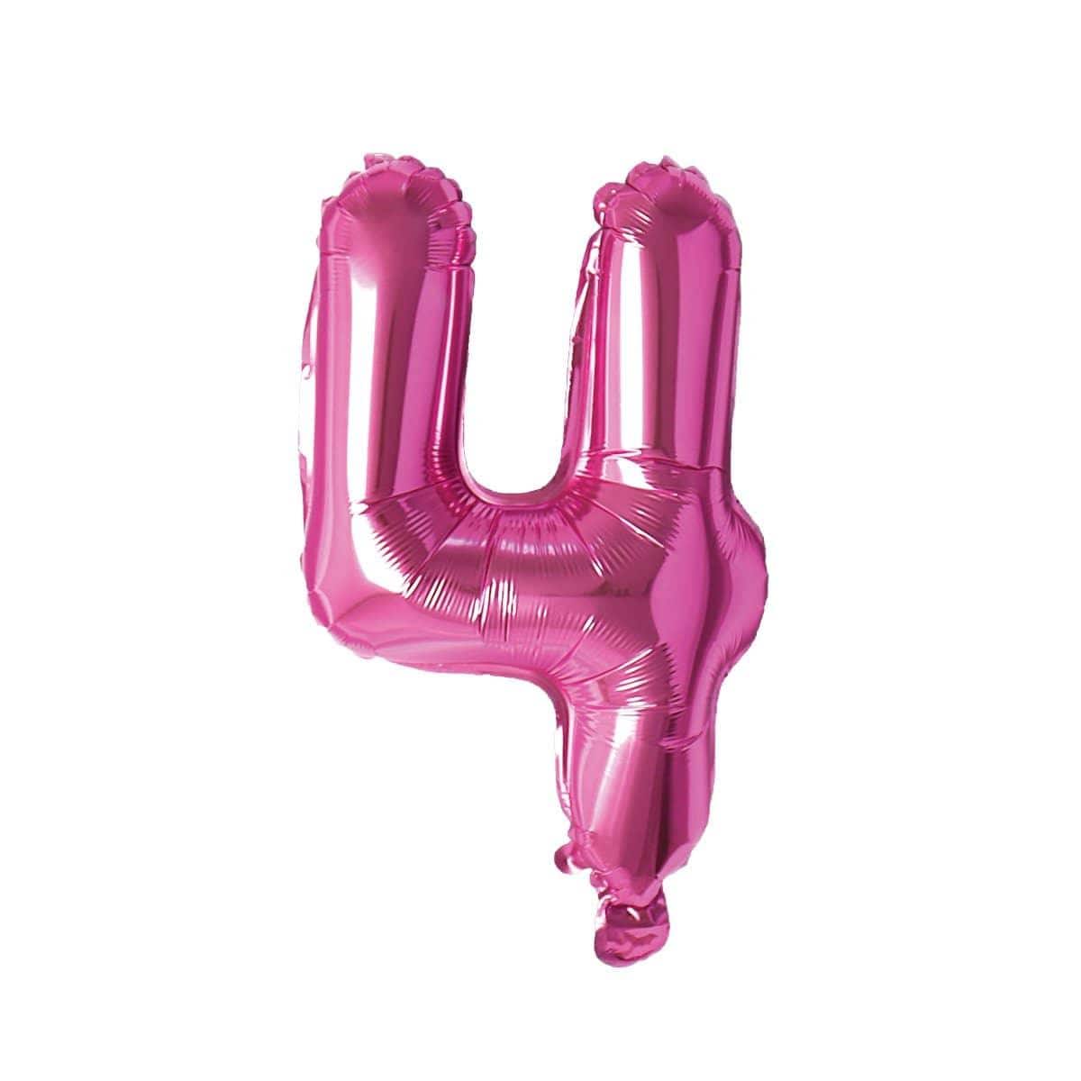 Pink Number 4 Foil Balloon, 16 Inches | Party Expert