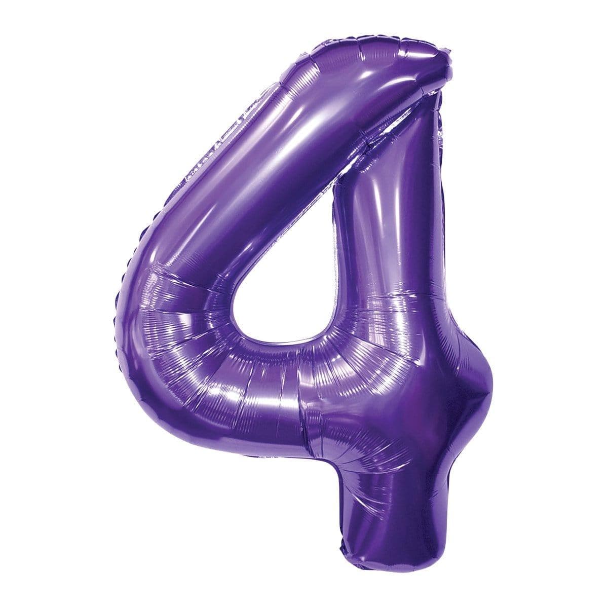 Purple Number 4 Foil Balloon, 40 Inches | Party Expert