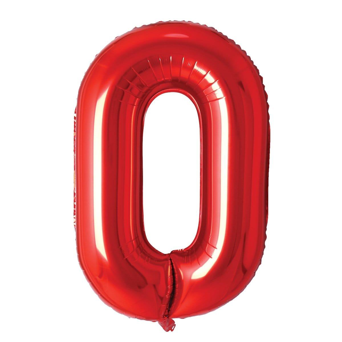 Red Number 0 Foil Balloon, 40 Inches | Party Expert