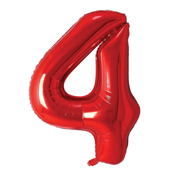 Red Number 4 Foil Balloon, 40 Inches | Party Expert