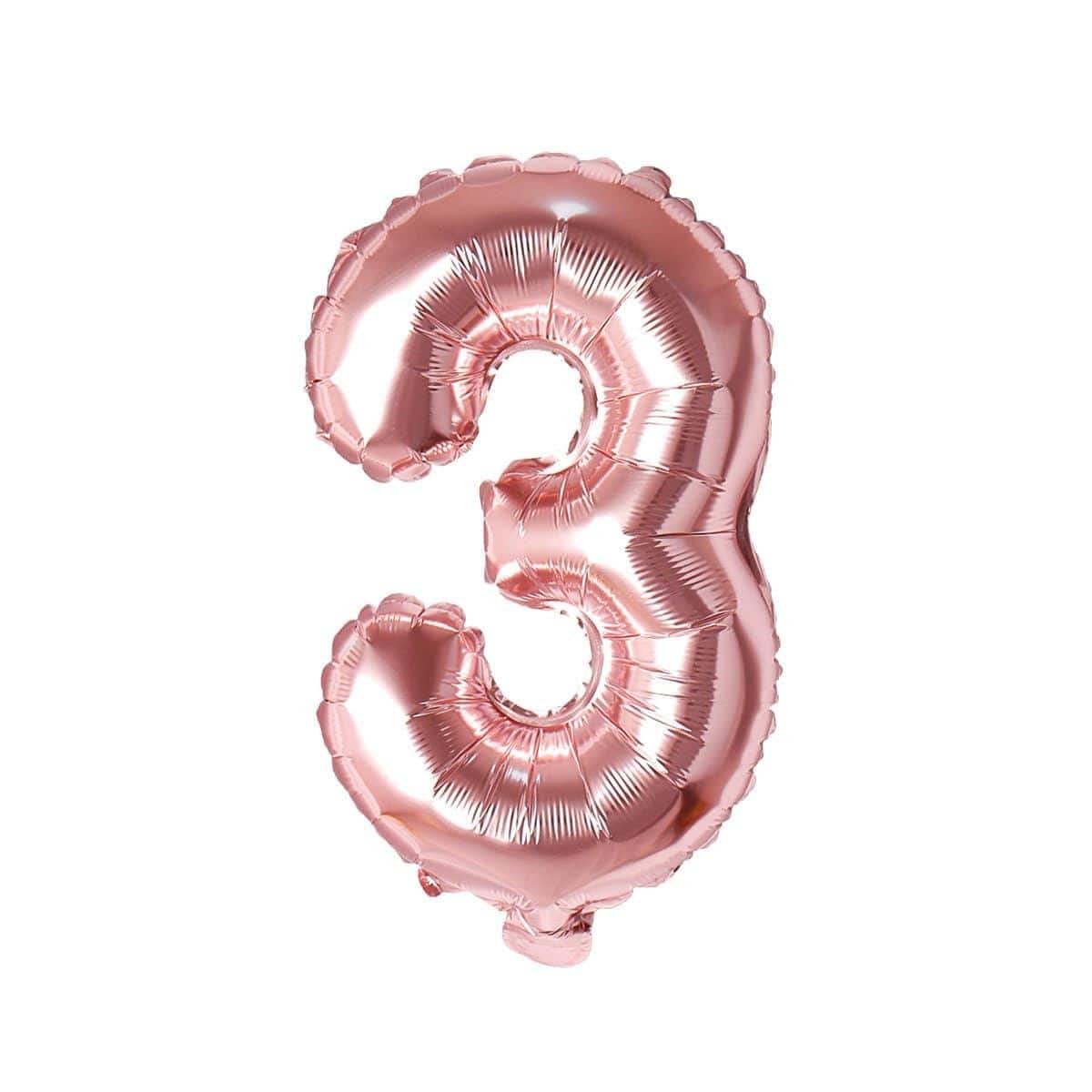 Rose Gold Number 3 Foil Balloon, 16 Inches | Party Expert