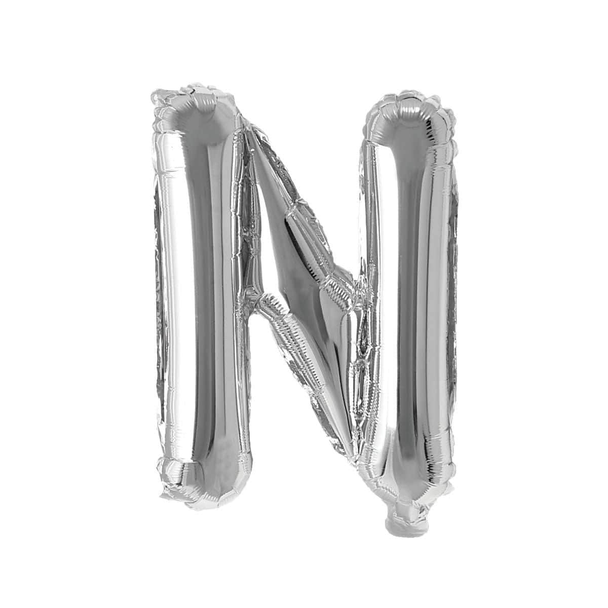 Silver Letter N Foil Balloon, 16 Inches | Party Expert