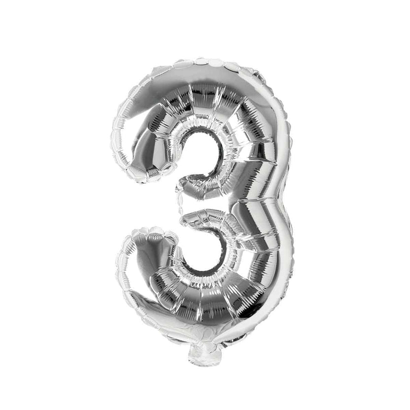 Silver Number 3 Foil Balloon, 16 Inches | Party Expert