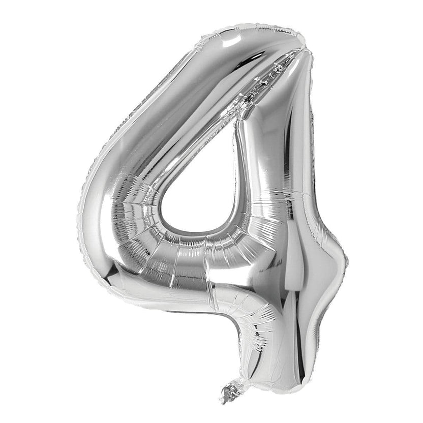 Silver Number 4 Foil Balloon, 40 Inches | Party Expert