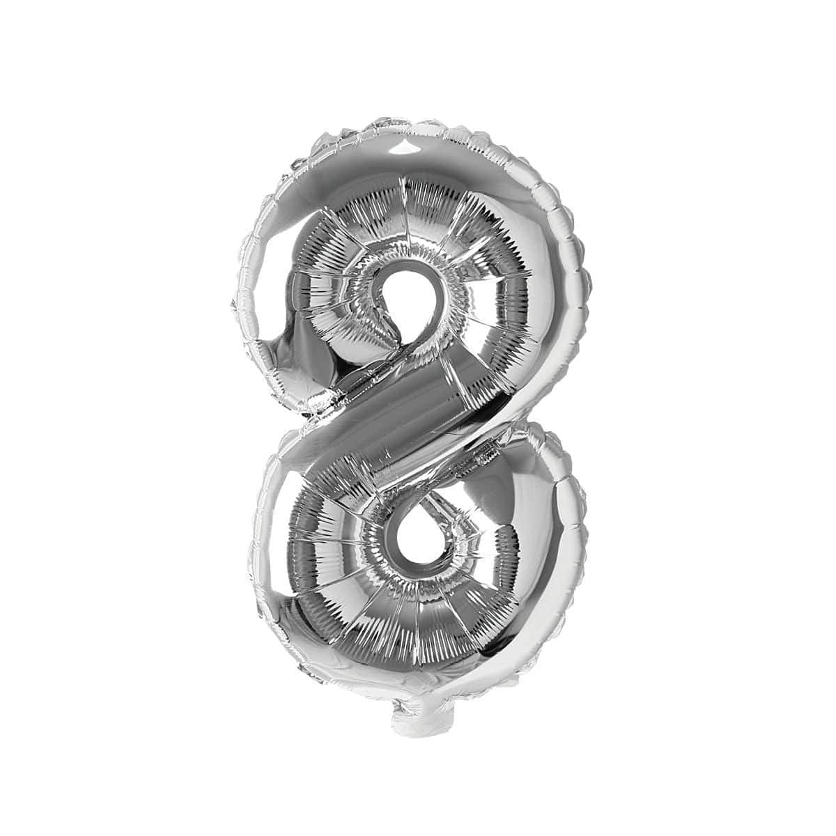 Silver Number 8 Foil Balloon, 16 Inches | Party Expert