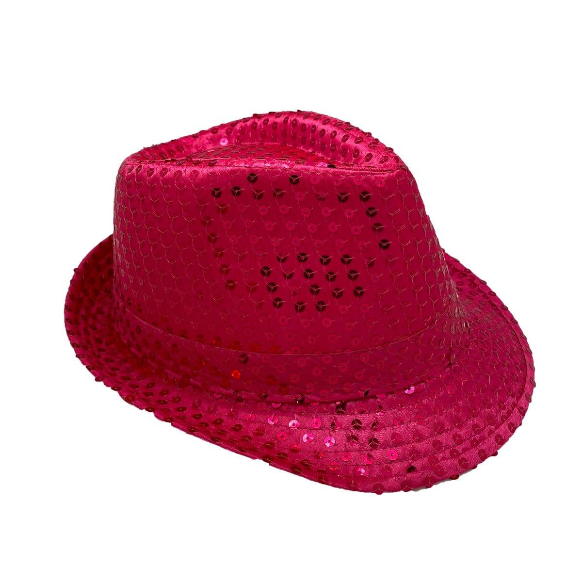 Fuchsia Sequin Fedora Hat for Adults | Party Expert