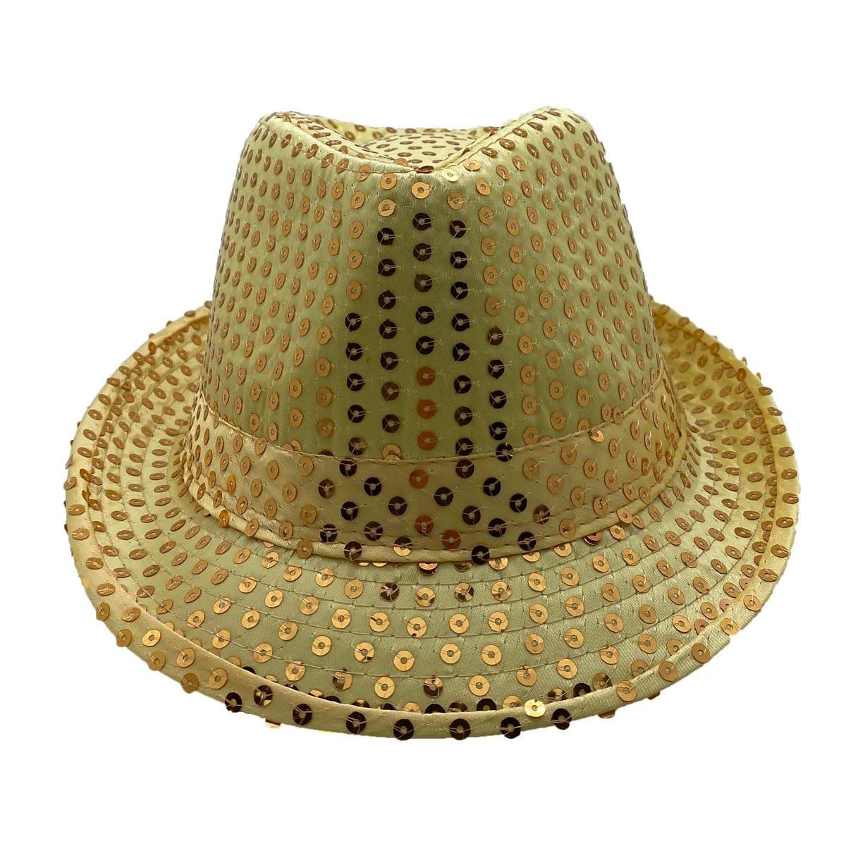 Gold Sequin Fedora Hat for Adults | Party Expert