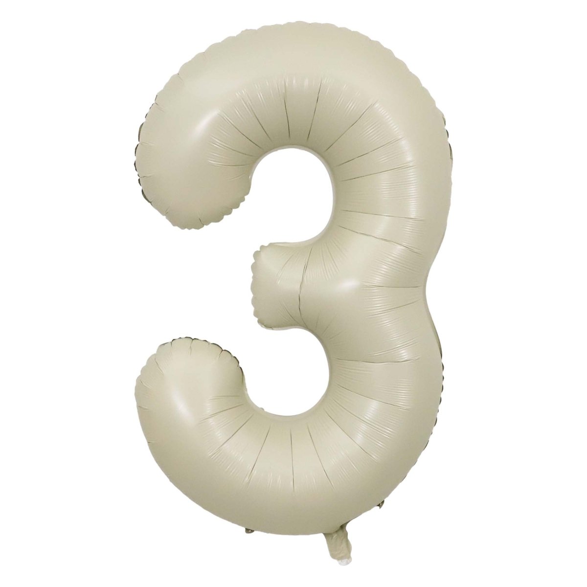 Ivory Number 3 Foil Balloon, Creamy White Matte Finish | Party Expert