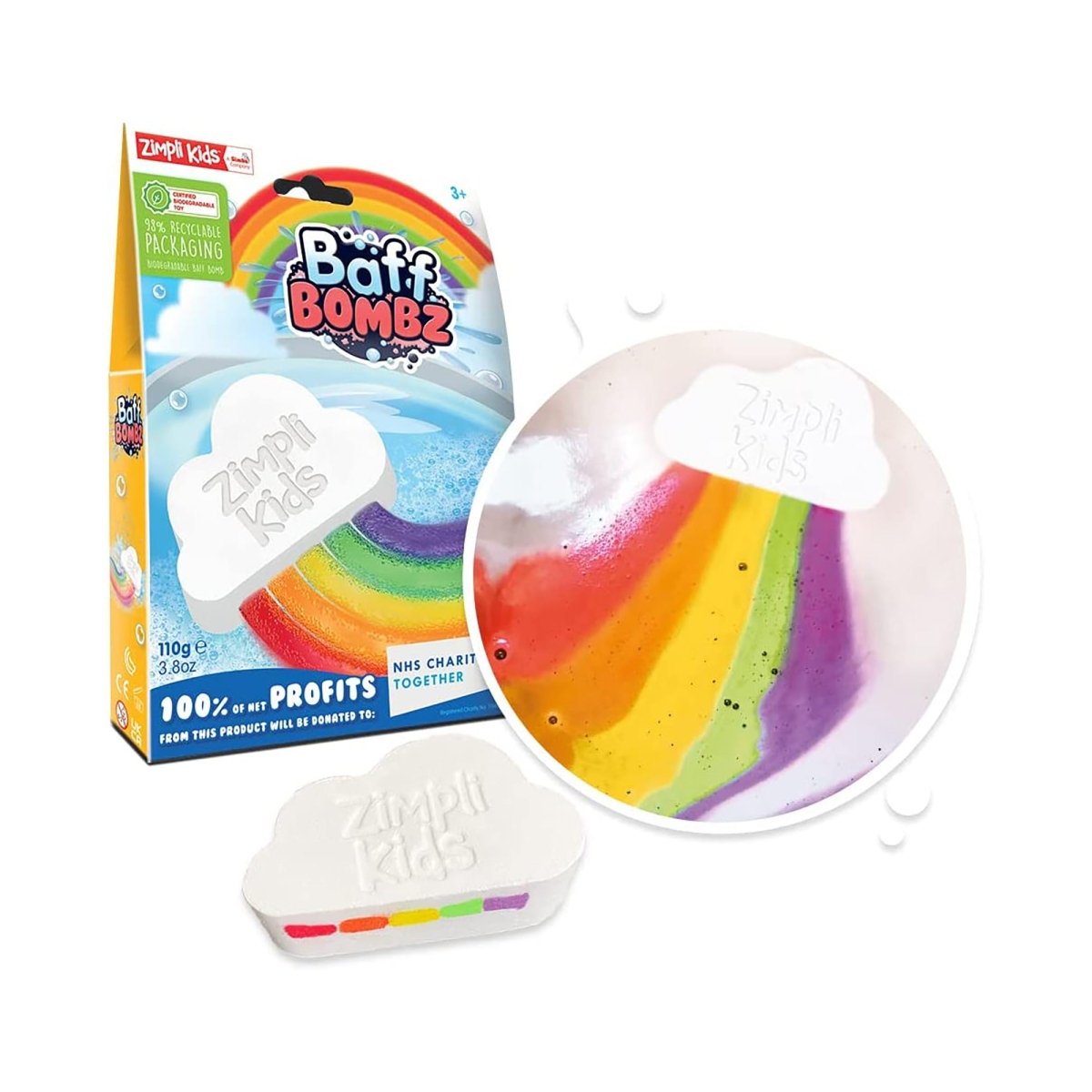 Cloud Rainbow Baff Bombz Bath Bomb, 110g, 1 Count | Party Expert