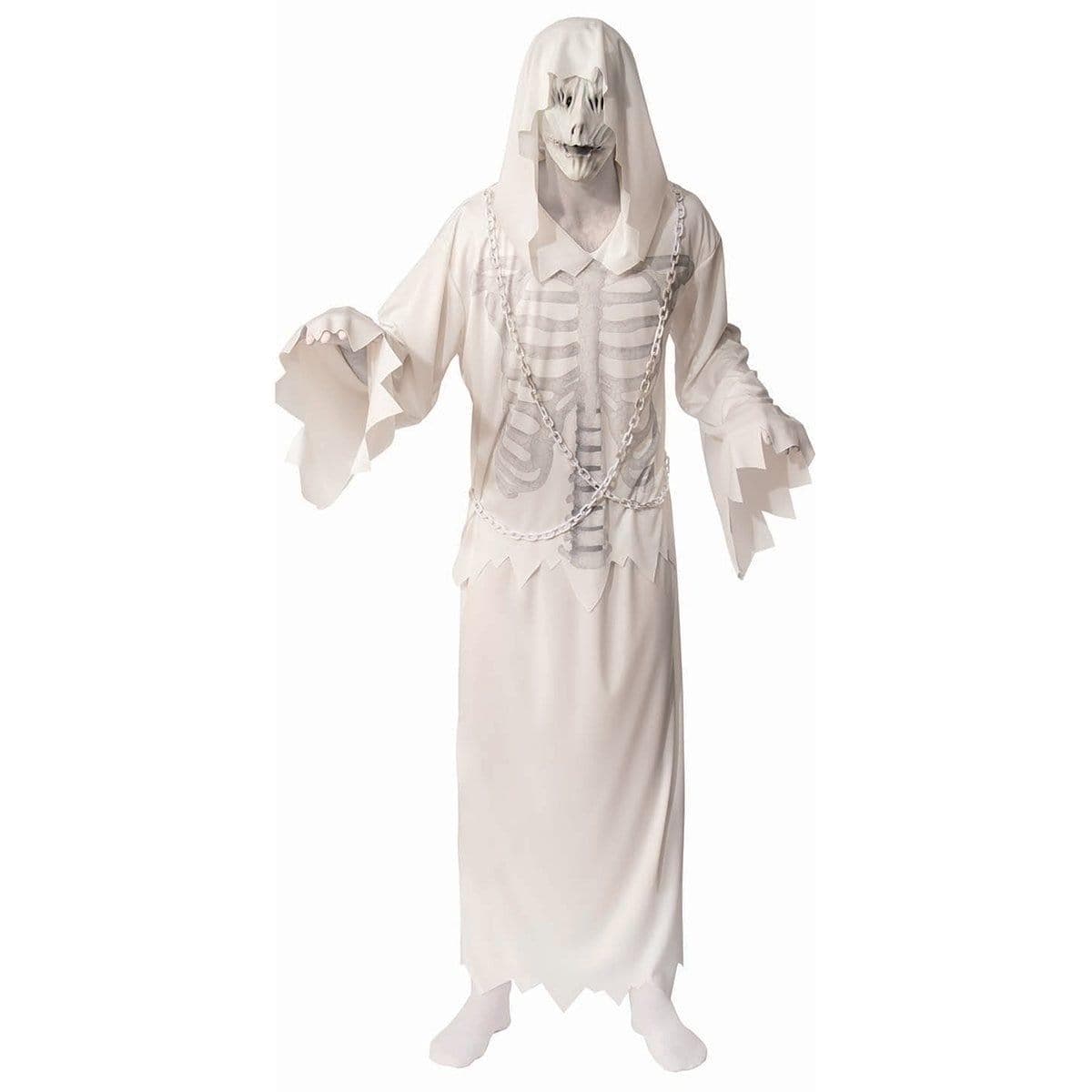 Hooded Ghost Costume for Adults, White Robe | Party Expert