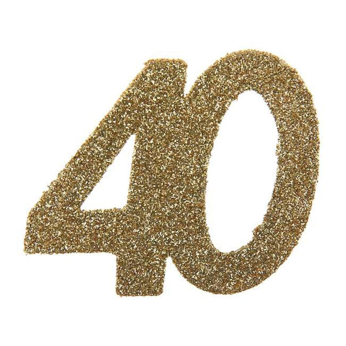 Glittery Number 40 Decoration, Gold, 6 Count - Party Expert