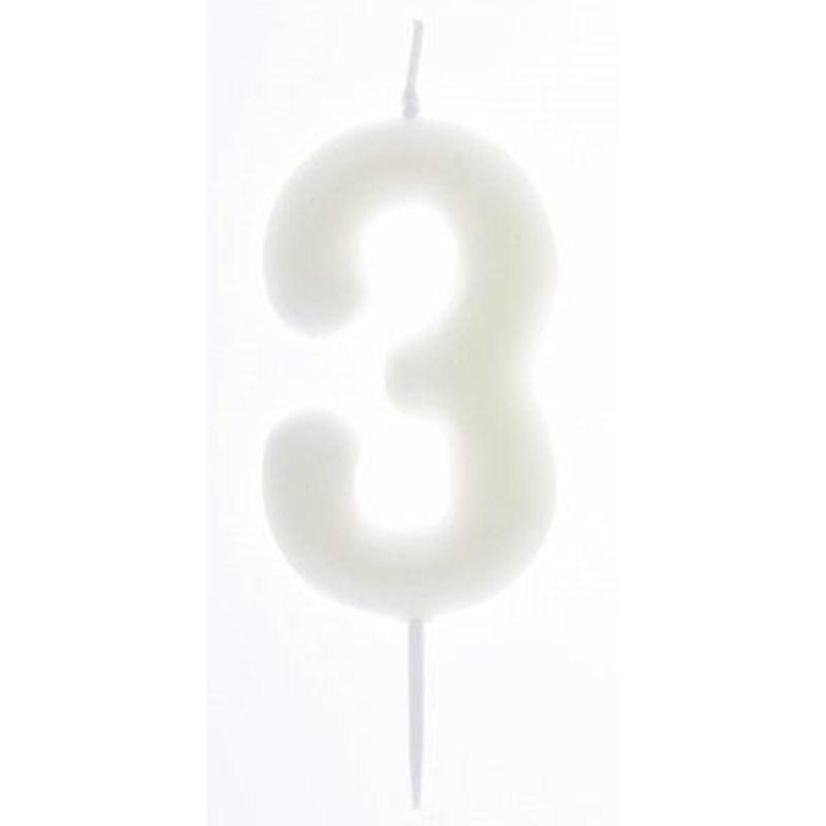 Number 3 Birthday Candle, Phosphorescent - Party Expert