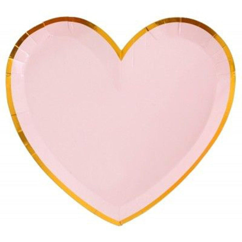 Heart Shaped Plates, 9 in, Pink and Gold, 10 Count – Party Expert