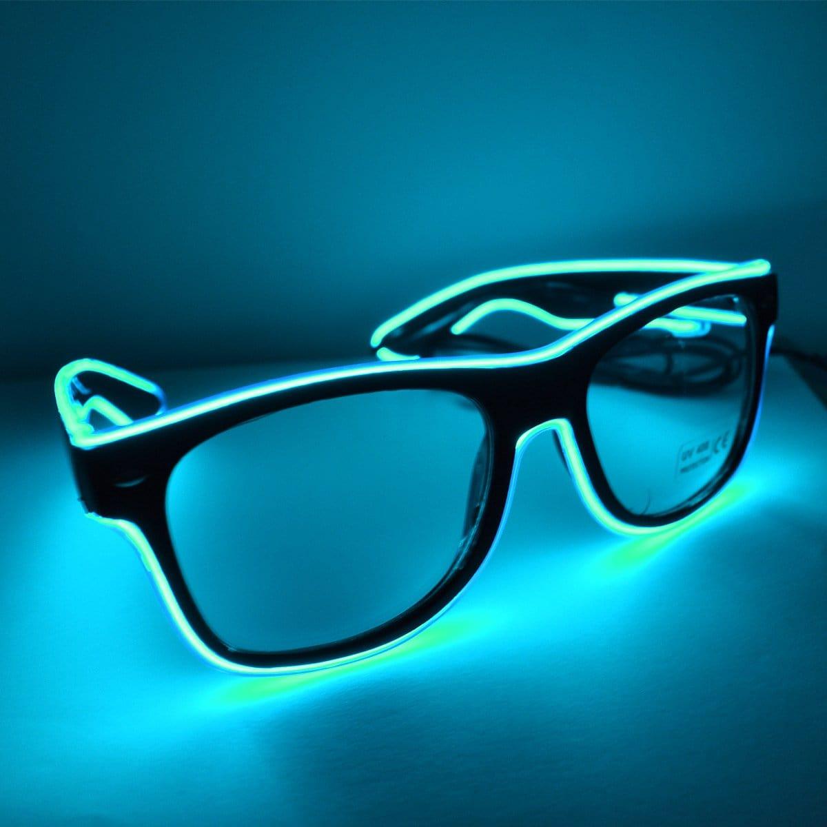 Aqua Flashing LED Sunglasses | Party Expert