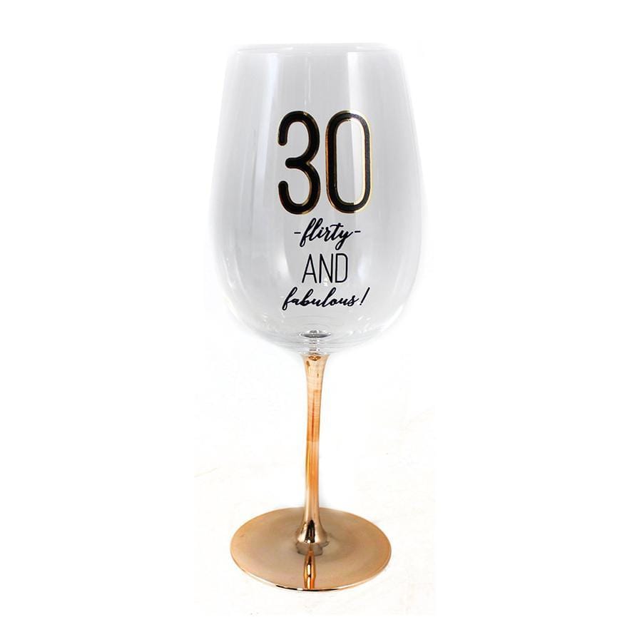 Wine Glass - 30th - Gold – Party Expert