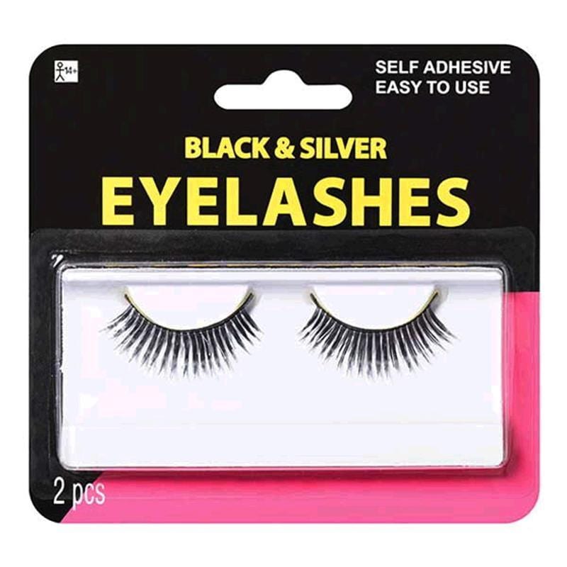 Black & Silver Fake Eyelashes | Party Expert