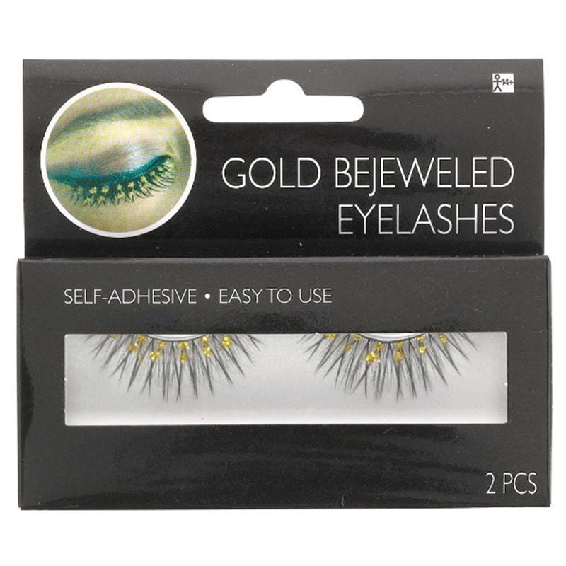 Gold Bejeweled Fake Eyelashes | Party Expert