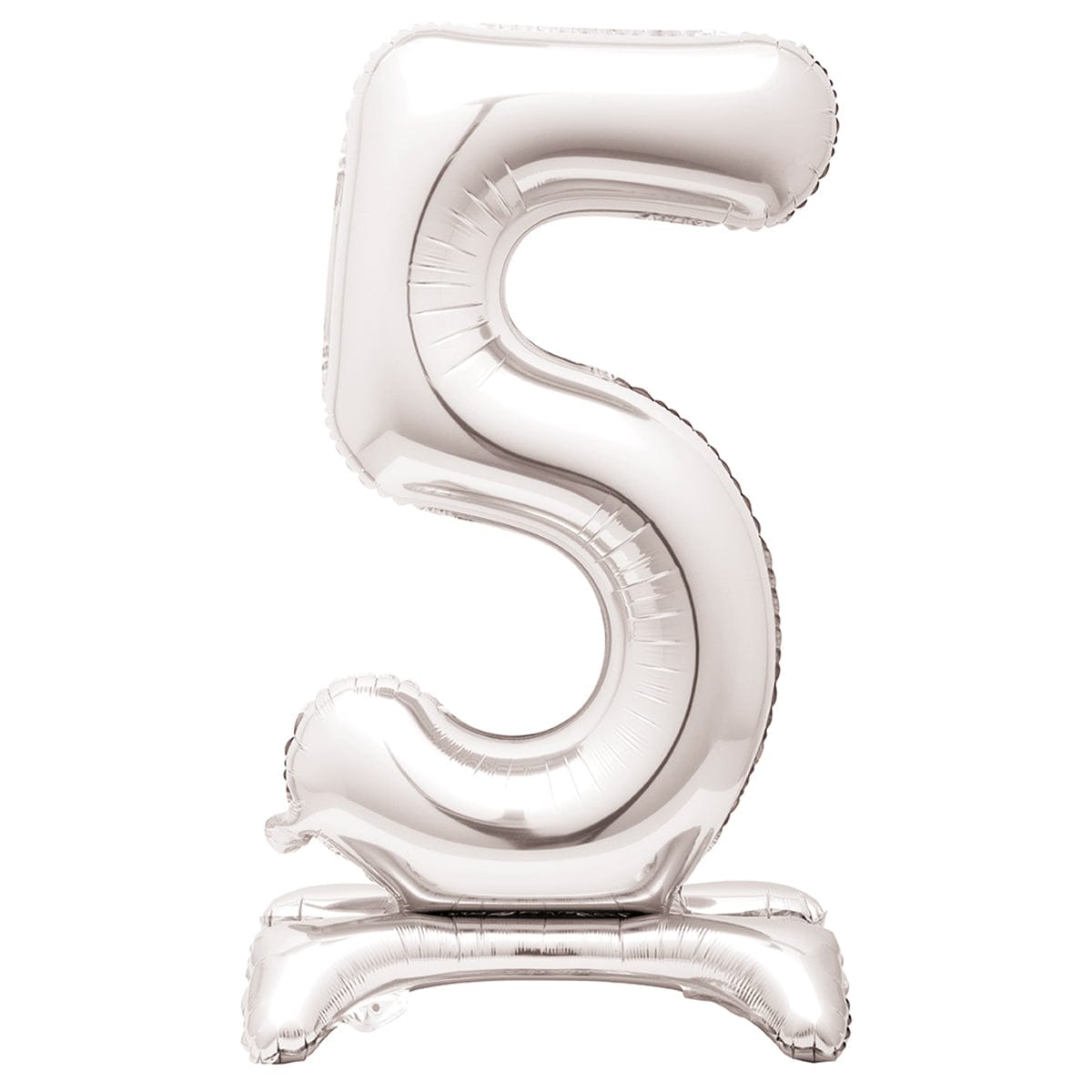 Air-filled Standing Silver Number 5 Foil Balloon - Party Expert