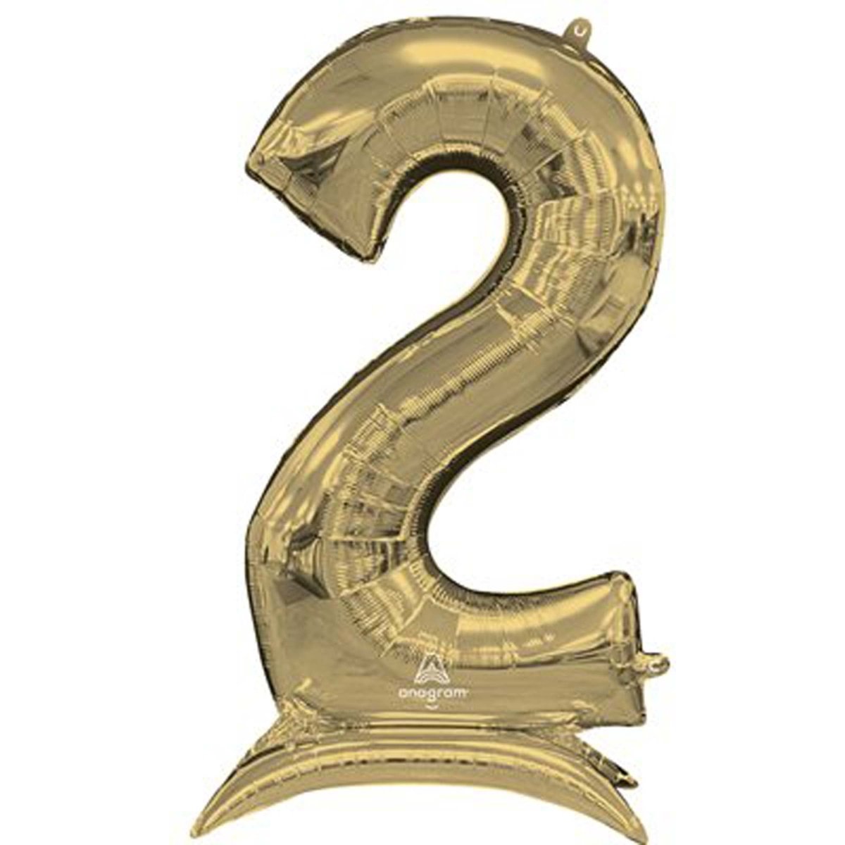 White Gold Number 2 Air-filled Standing Foil Balloon | Party Expert