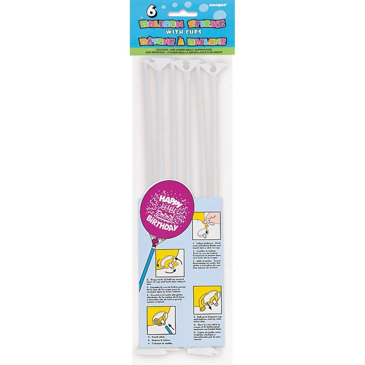 Buy Balloon Sticks With Cups, 12 Inches, 6 Count | Party Expert