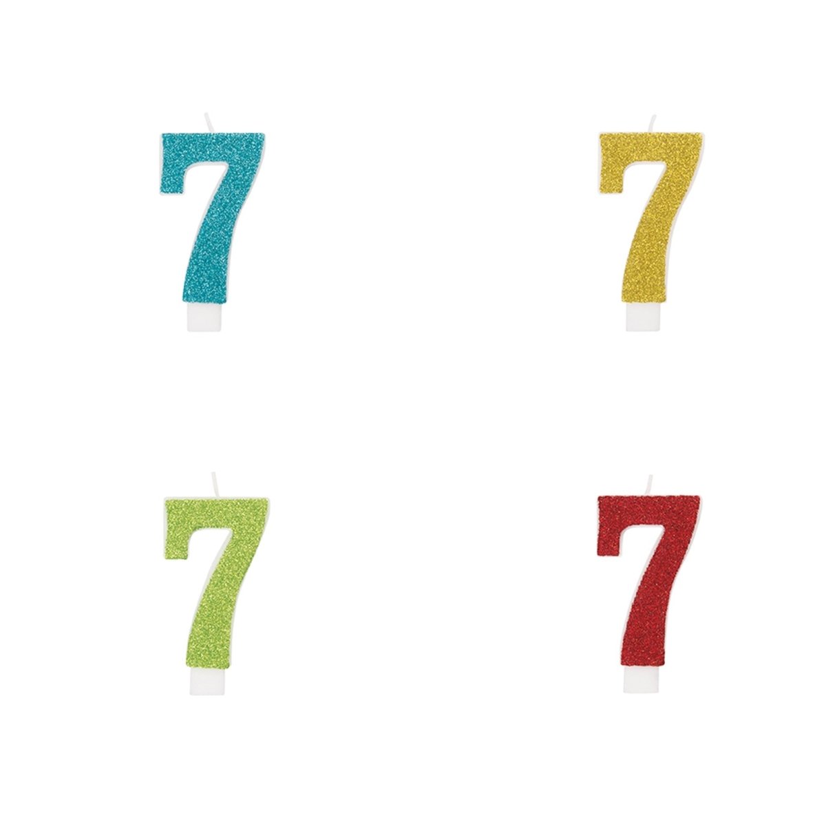 Glitter Number 7 Birthday Candle, Assortment, 1 Count | Party Expert