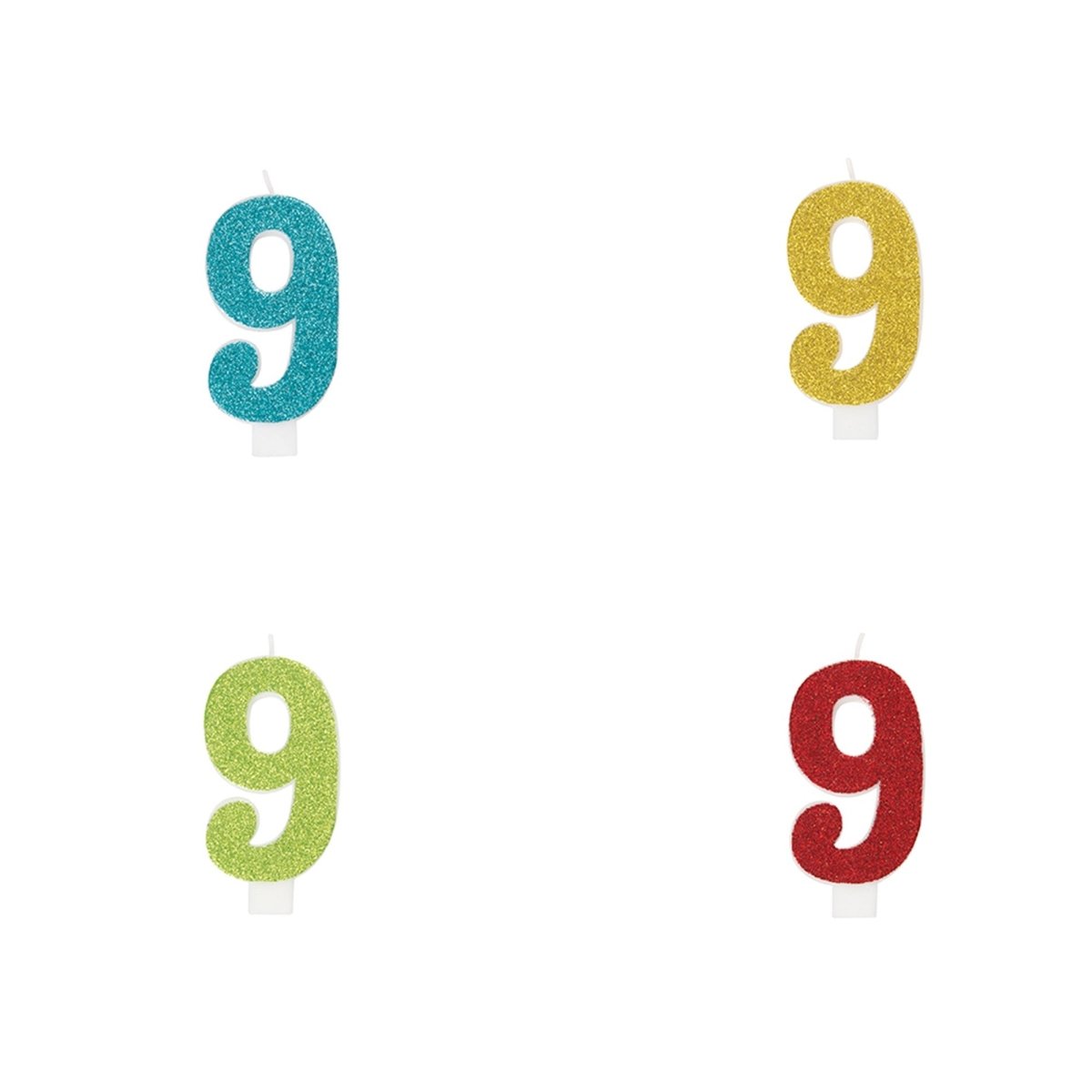 Glitter Number 9 Birthday Candle, Assortment, 1 Count | Party Expert