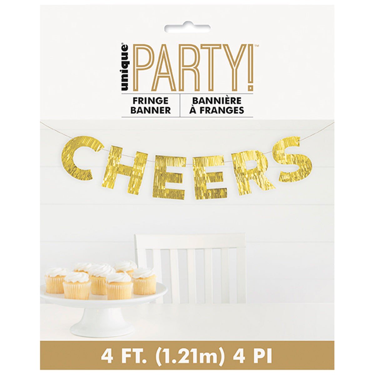 Modern Christmas Gold Cheers Fringe Banner, 48 In – Party Expert