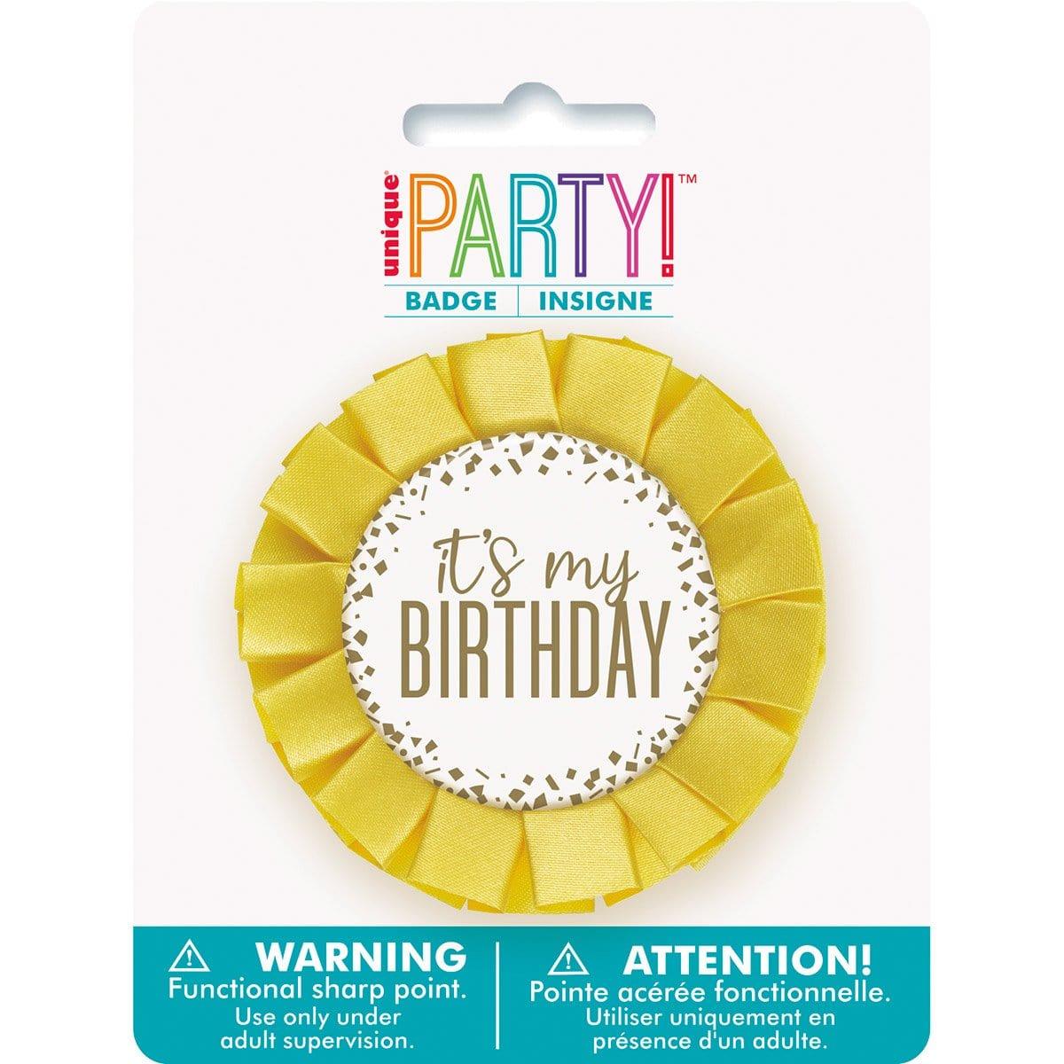 Gold Confetti Birthday Badge | Party Expert
