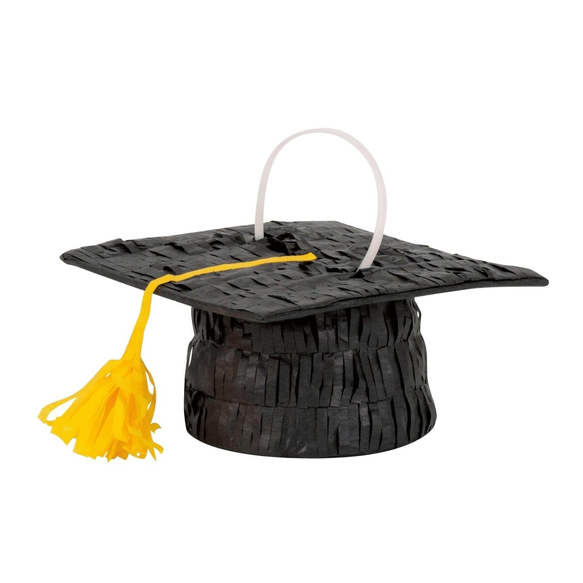 Graduation Cap Mini Piñata, Black and Gold - Party Expert
