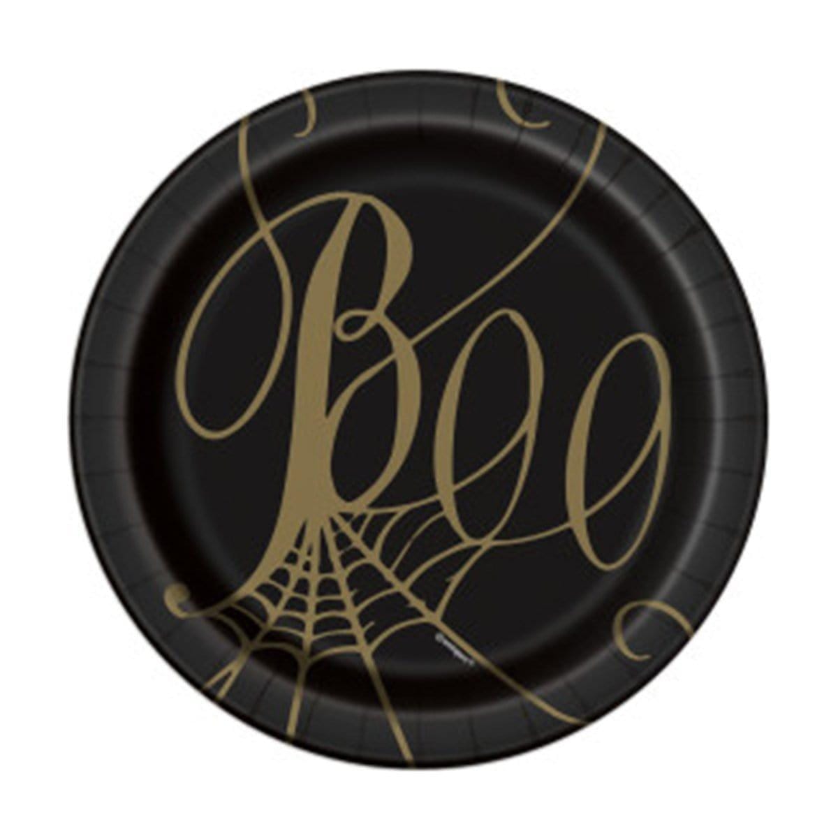 Black & Gold Spider Web Paper Plates 7 Inches – Party Expert