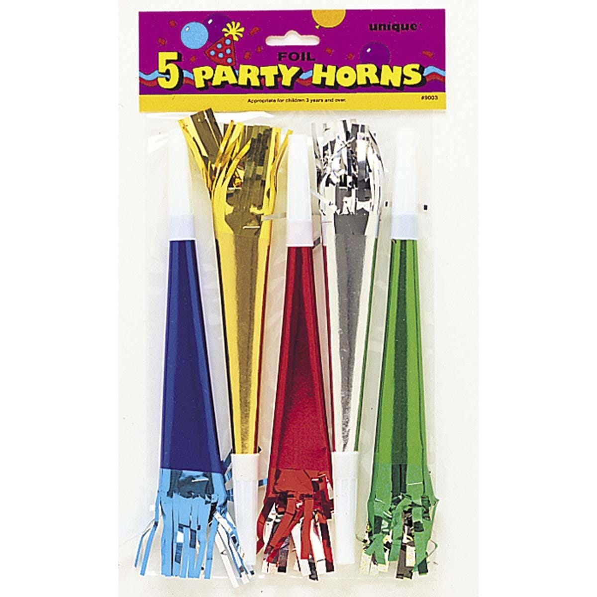 Foil Horns 5/pkg – Party Expert