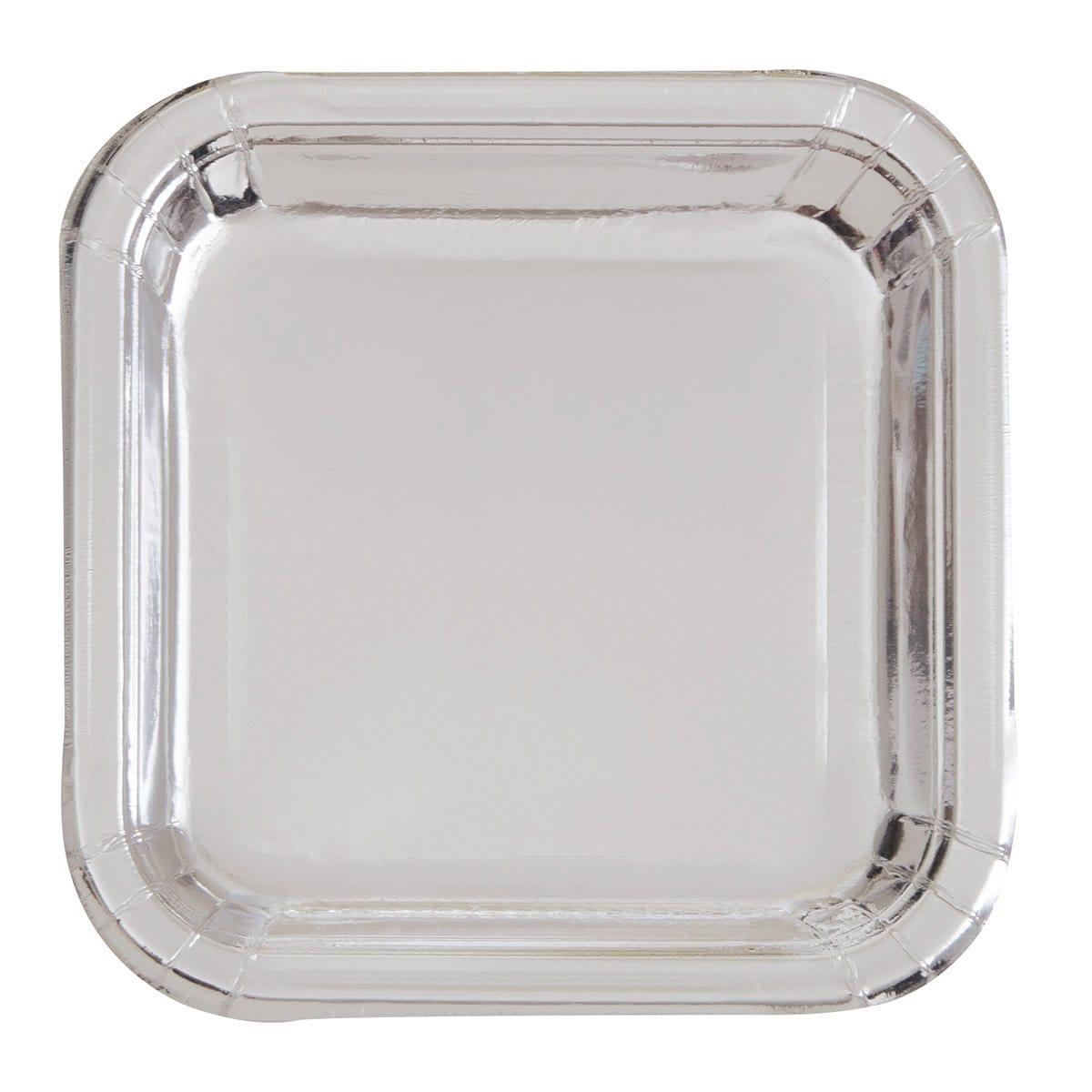 Square Plates 9 In. 8/pkg.- Silver – Party Expert