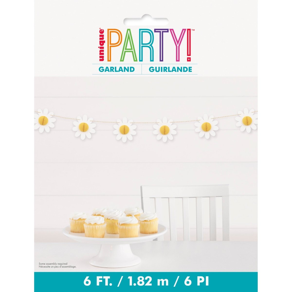 Spring Daisy Flower Garland with Honeycomb, 72 Inches | Party Expert