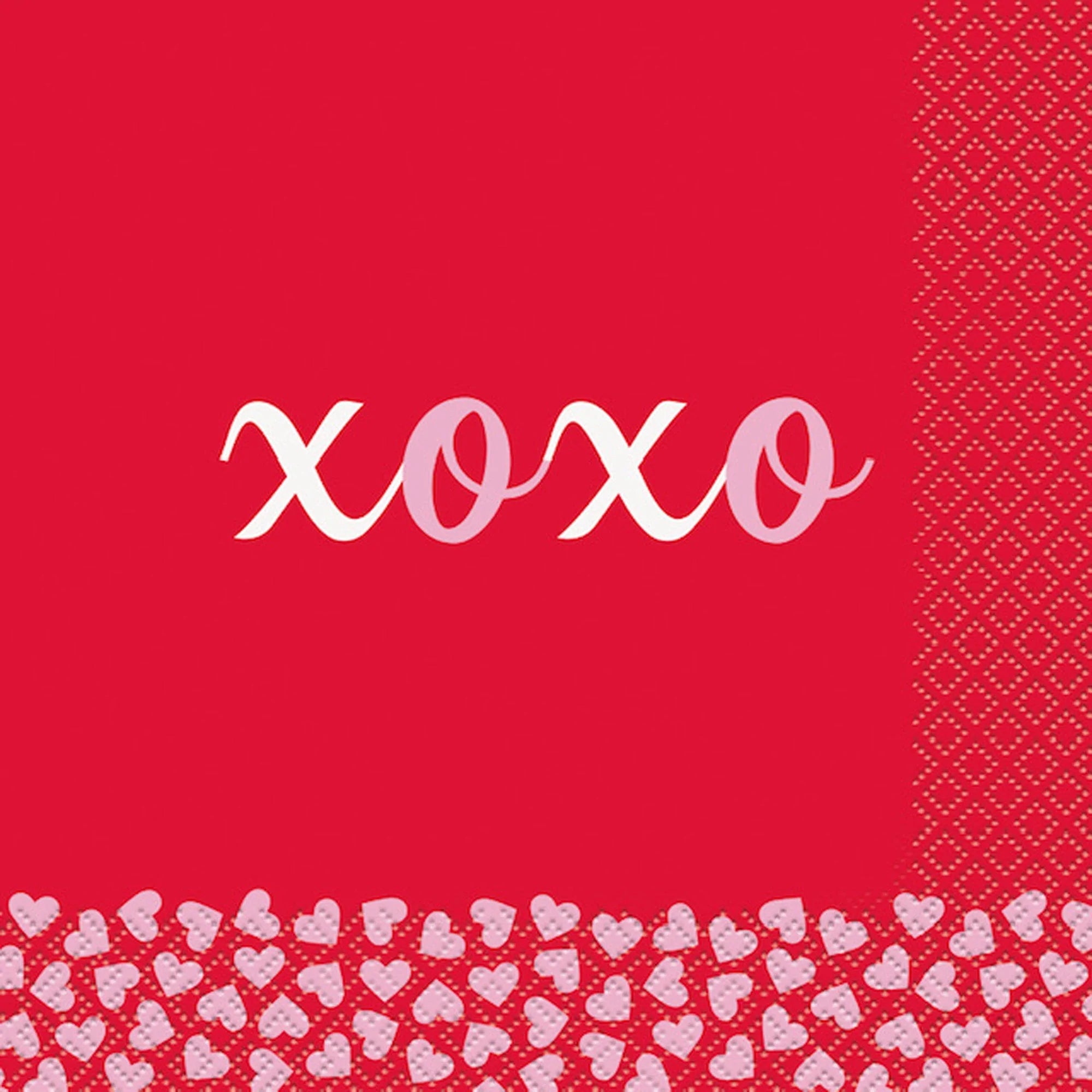 Valentine's Day XOXO Large Lunch Napkins, 6 Count | Party Expert