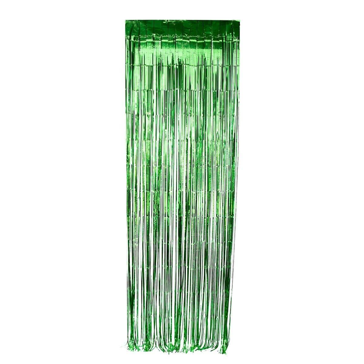 Green Foil Fringe Curtain | Party Expert