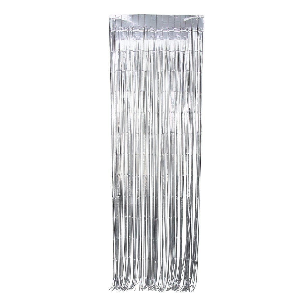 Silver, Matte Collection, Foil Fringe Curtain | Party Expert