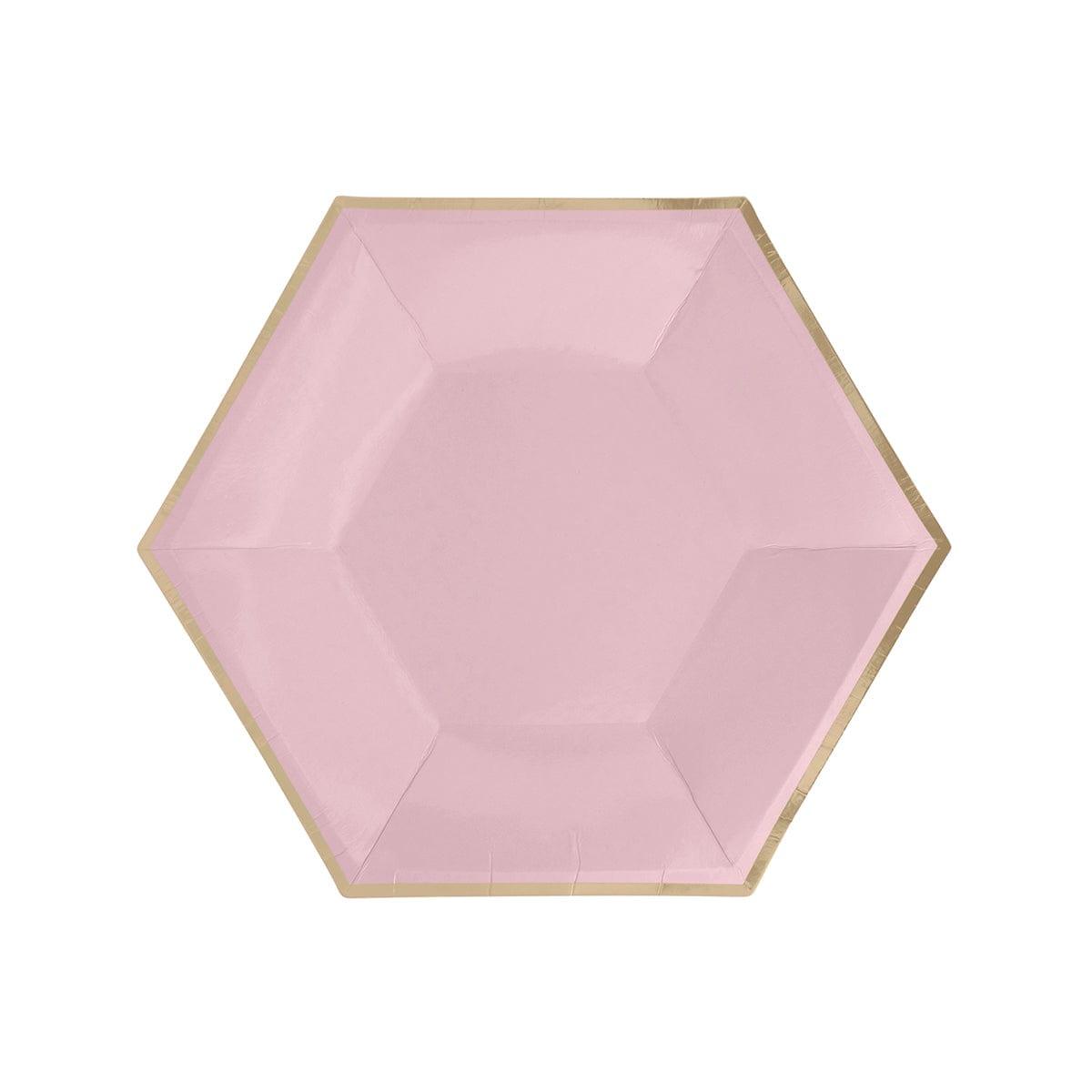 Hexagon Light Pink Plates, 7 Inches, 8 Count | Party Expert