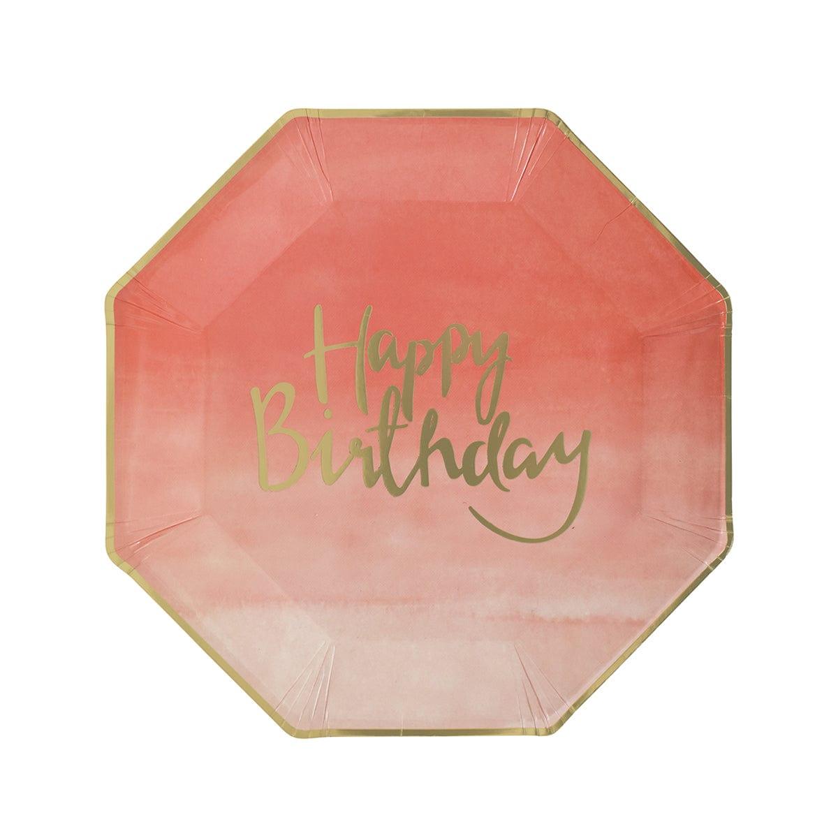Ombre Coral Octagon Plates, 9 Inches, 8 Count | Party Expert