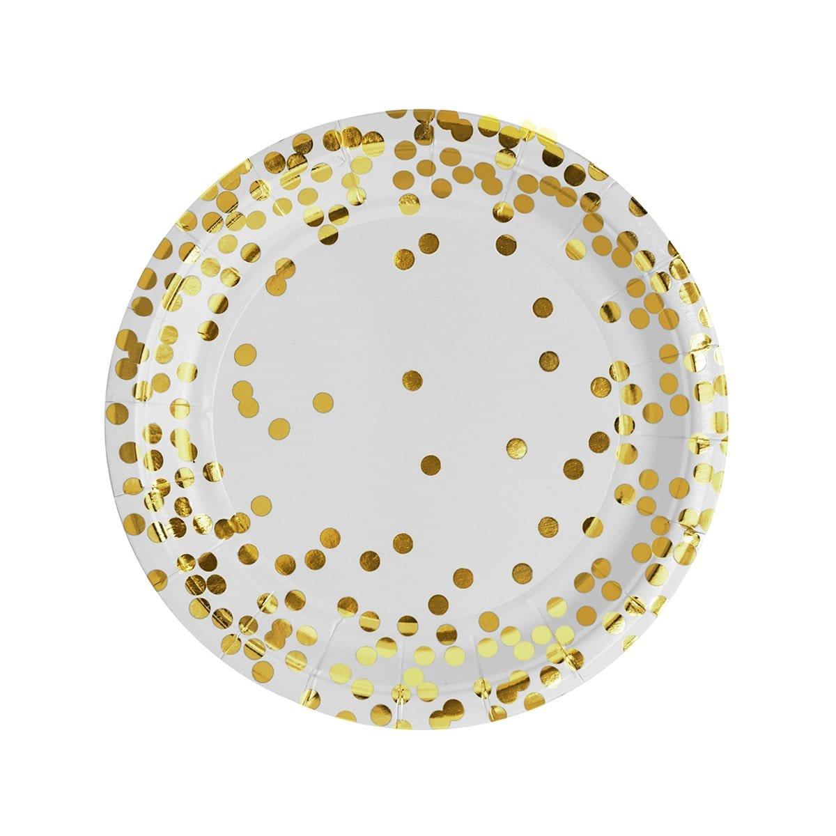 Plates 7'' - Confetti Gold - 8/Pk | Party Expert
