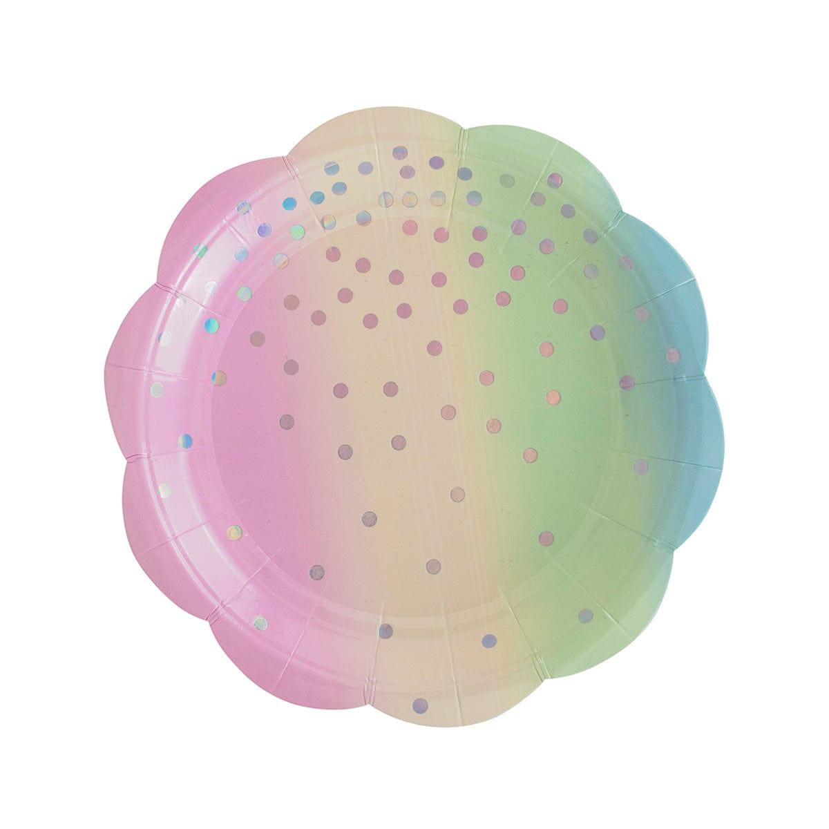 Rainbow Flowers Confetti Plates, 7 Inches, 8 Count – Party Expert